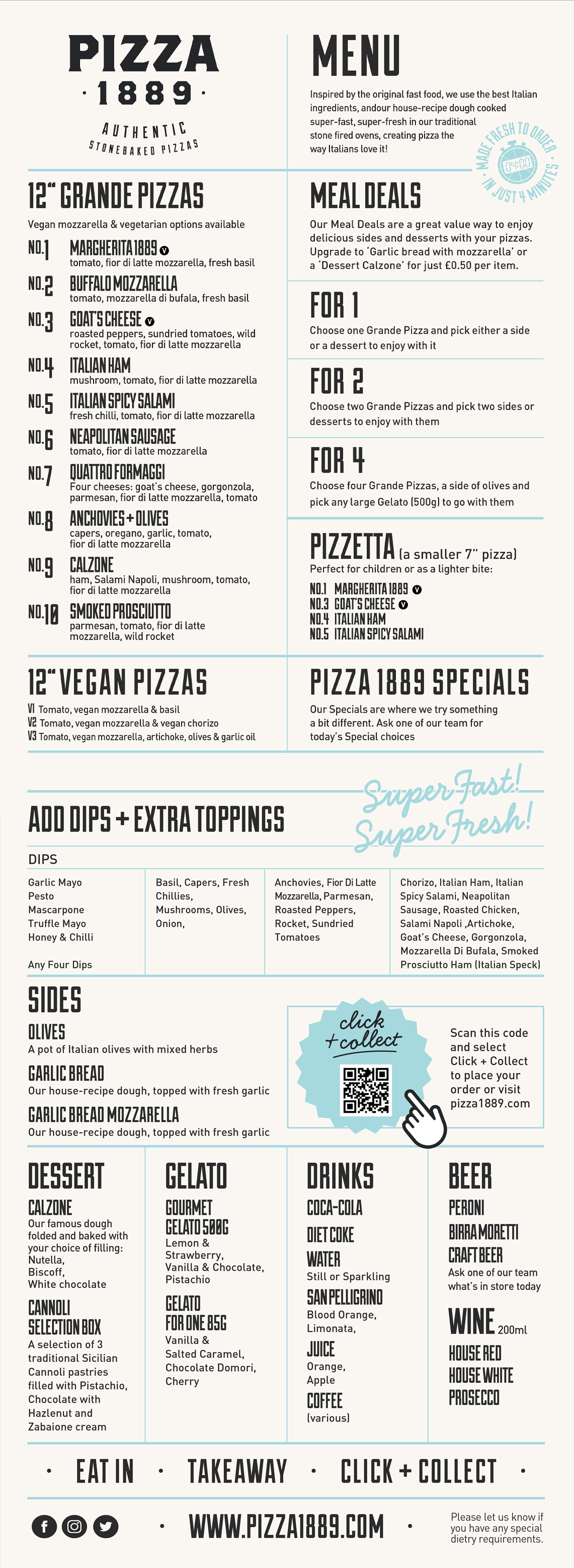 Menu - Pizza 1889